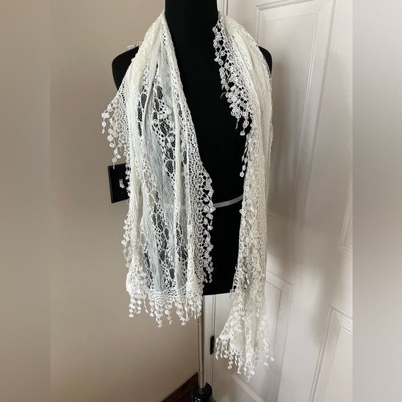 Accessories | Womens Beautiful Intricate Cream Lacy Scarf New | Poshmark